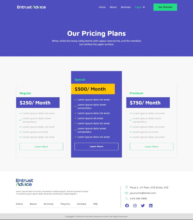 Entrust Advice - Business & Finance Consulting Elementor Template Kit by Evonicmedia